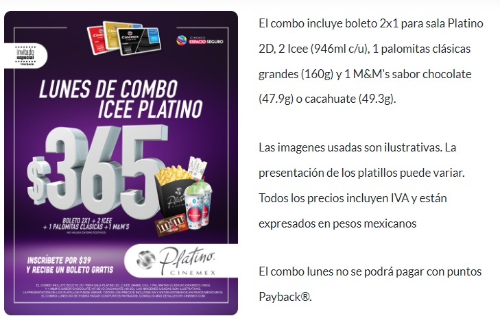 Estos son los combos y promociones que ofrece Cinemex