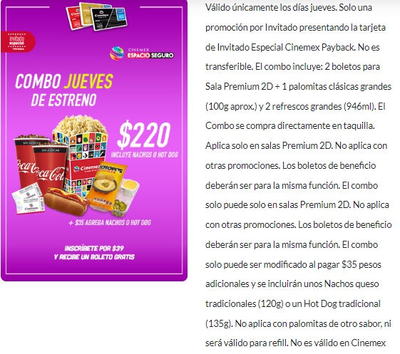 Estos son los combos y promociones que ofrece Cinemex